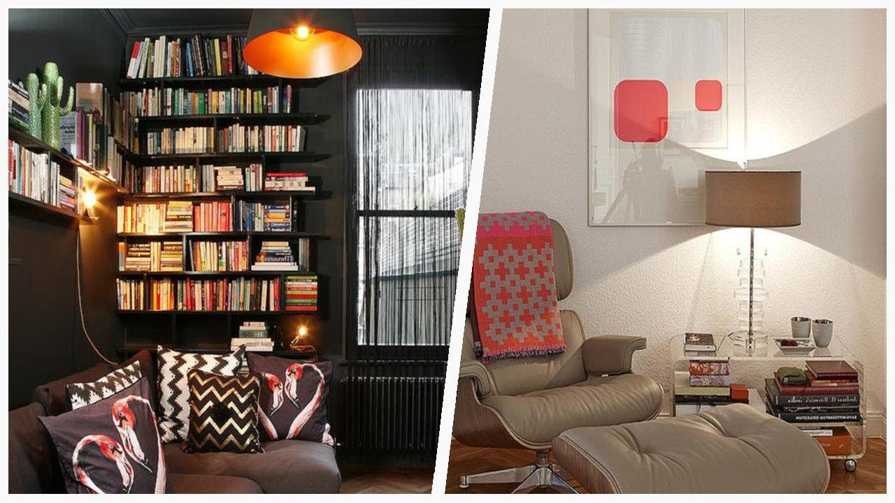 80 Stunning Living Room Library Design Ideas with Black Walls ...