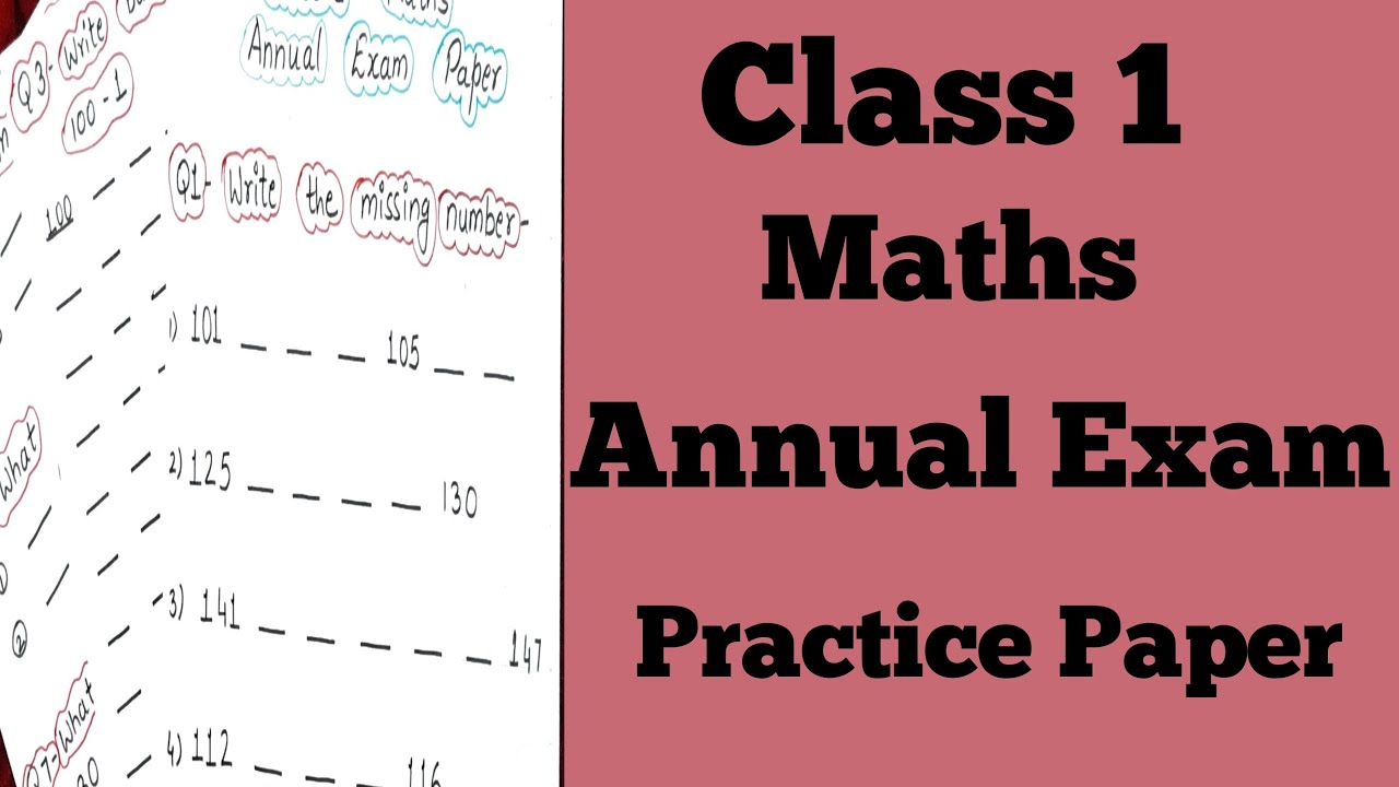 Class 1 Maths Annual Exam Paper (part 1) || Class 1 Maths Worksheets ...