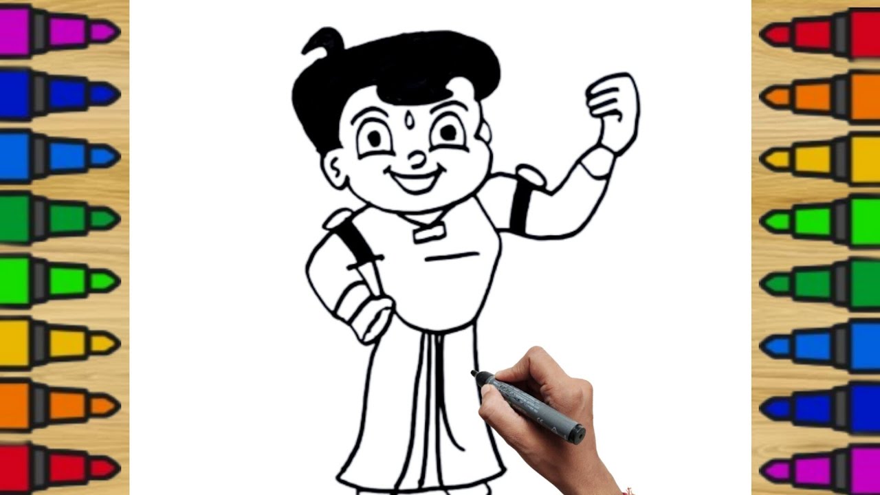 how to draw chota bheem drawing (step by step) Easy chota bheem drawing ...