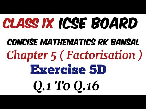 Exercise 5D Class 9 Maths ICSE Board - YouTube