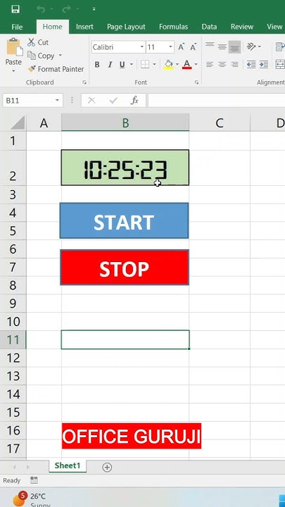 Digital Clock in Excel | Excel VBA Code for Digital Clock | #shorts #exceltips - YouTube