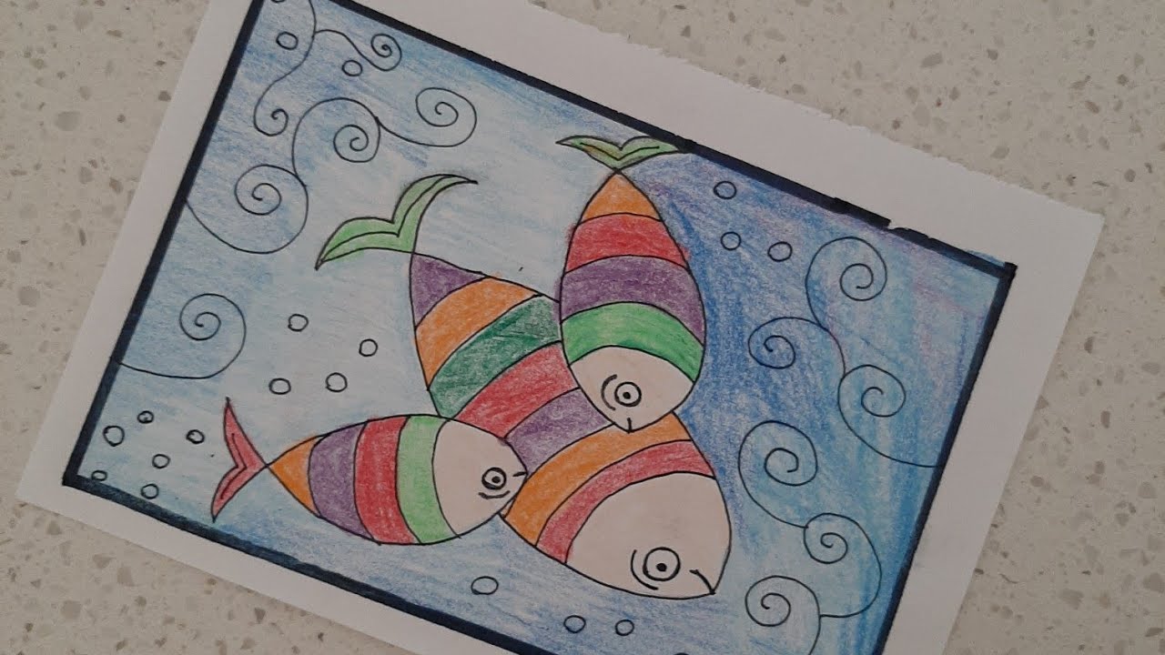 How to draw fishes water and sea step by step tutorial for the ...