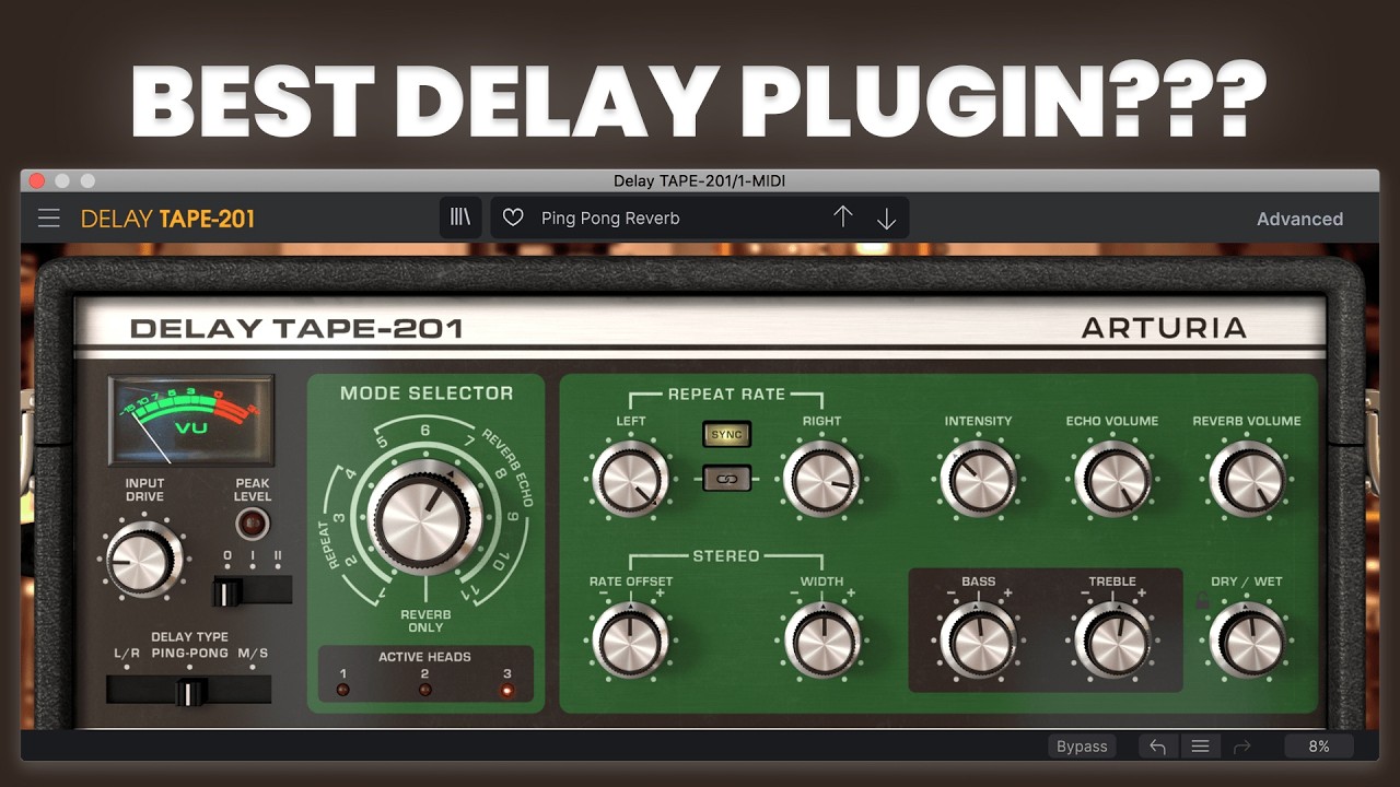 The BEST Analog Tape Delay Plugin - Arturia 201 Delay - YouTube