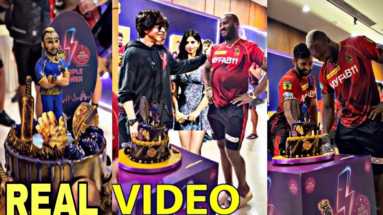 Shahrukh Suhana and KKR team celebrate Russell Birthday after match ...