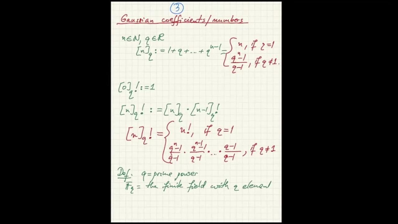 14 Combinatorics Intro: Ferrers diagrams, Gaussian or q-binomial coefficients - YouTube