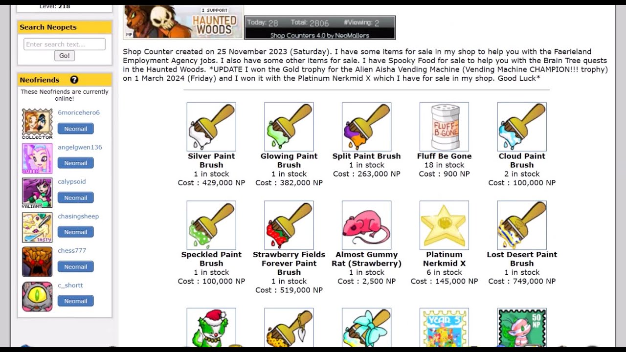 Neopets - Selling Paint Brushes (PART 1) - YouTube
