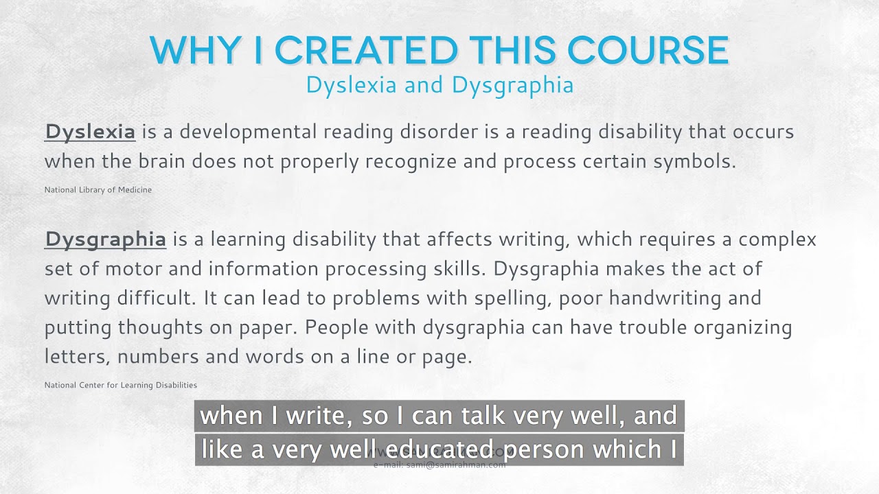 10 1 Dyslexia and Dysgraphia - YouTube