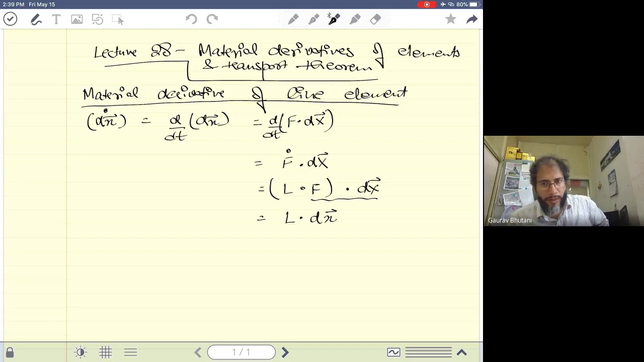 IC242 - Continuum Mechanics - Lecture 28 - Material Derivatives of ...