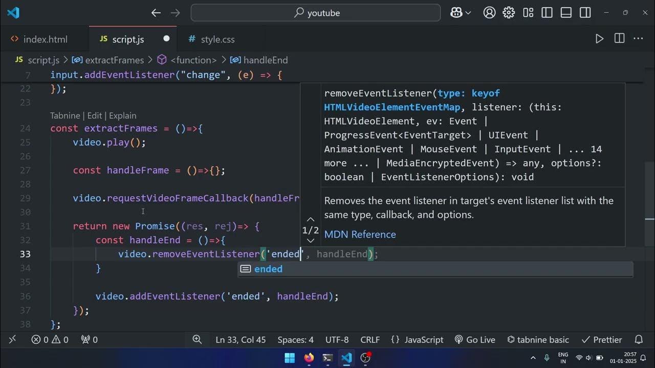 Frame Extraction - requestVideoFrameCallback | HTML | JavaScript - YouTube