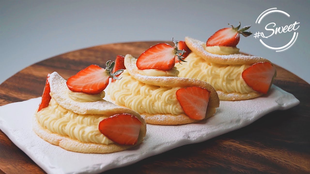 딸기 오믈렛 케이크ㅣ커스타드 크림 만들기 ㅣ Strawberry omelette cakeㅣいちごオムレツケーキㅣ 별립법, ASMR ...