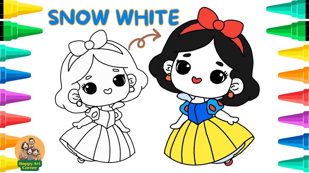 How to draw SNOW WHITE from Disney Princess #Step by Step #drawing ...