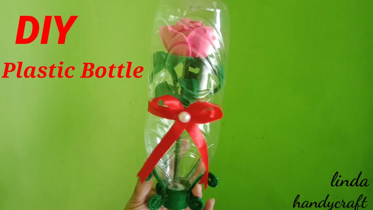 DIY Plastic Bottle|| Rose in a Plastic Bottle|| Kerajinan Tangan dari ...