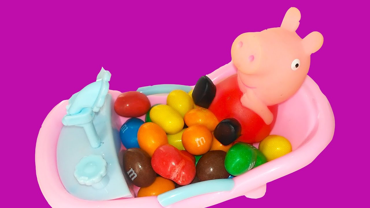 M&M's Peppa Pig Bathtime Color Gum Balls Surprise Toys Disney Macqueen ...
