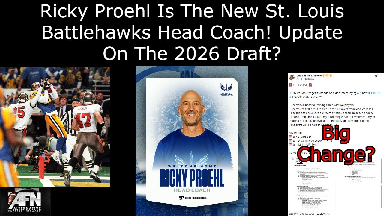 Ricky Proehl Is The New St. Louis Battlehawks Head Coach! Update On The ...