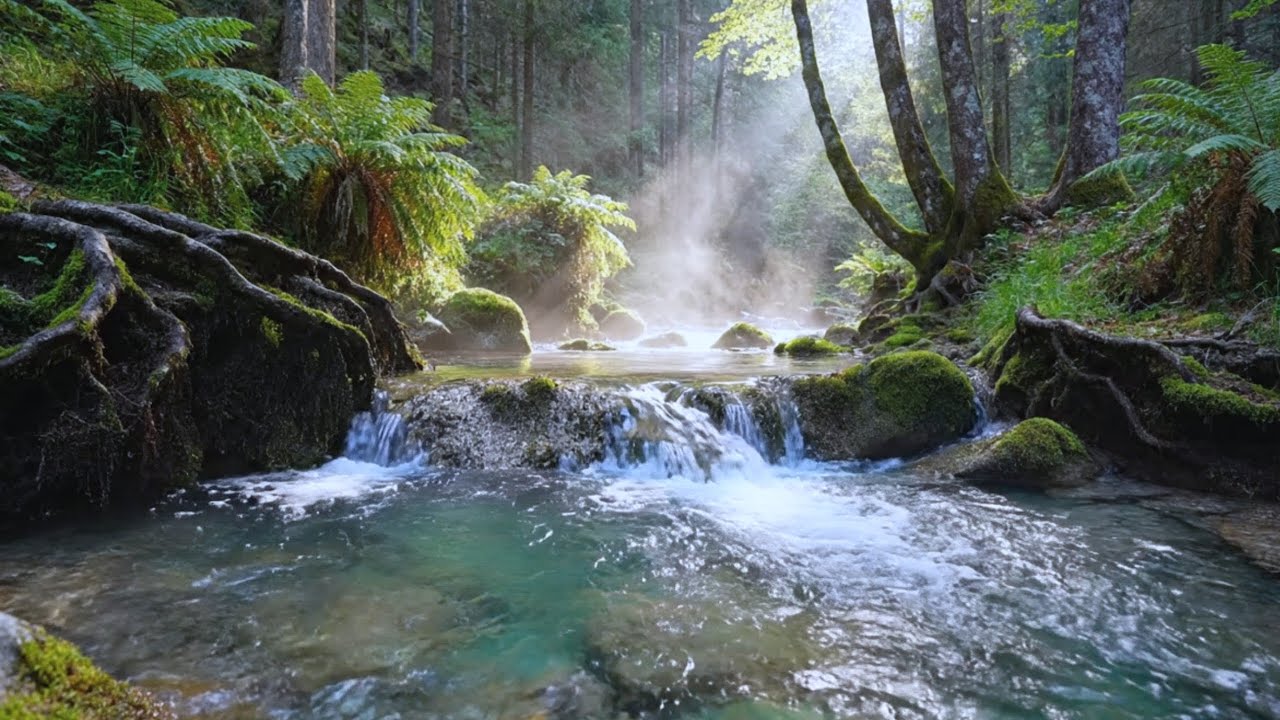 Flowing River Water and Birds Sounds | Relaxing Natural Soundscape for ...