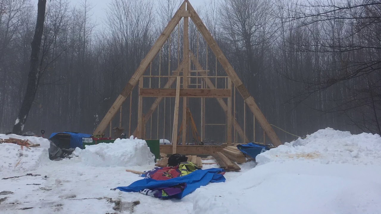 A-Frame cabin build. Foundation and Framing. - YouTube