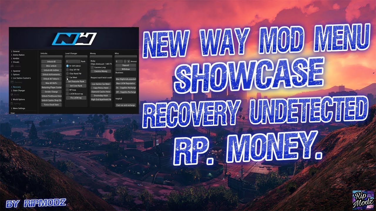GTA 5 ONLINE (Newway Mod Menu Showcase)(Money+Protection+Recovery ...