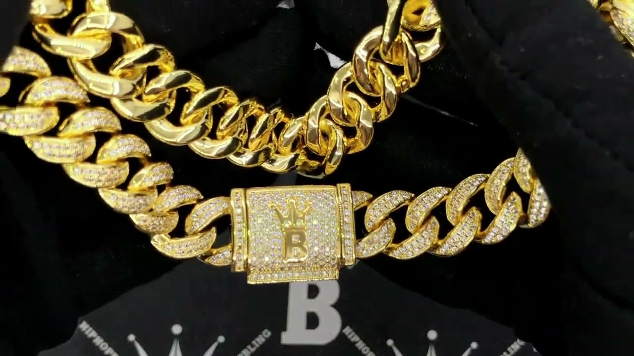 Bling Bling Gold Cuban Chain | Iced Out Hip Hop Bling Jewelry - YouTube