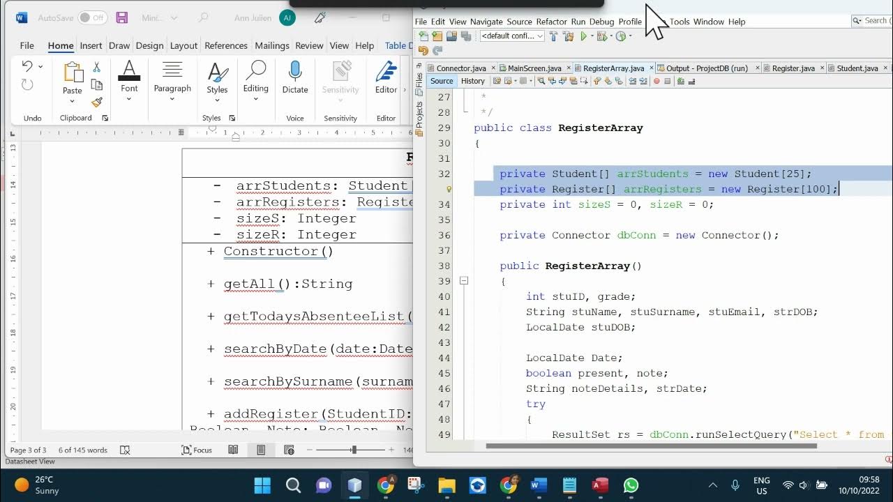 Netbeans Java Application Gui Oop Db Part 5a Code The Array Class Youtube
