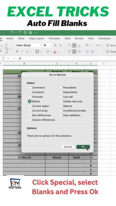How to do auto-fill blanks in Excel trick. #ExcelTips #DataEntry #ExcelTricks #ProductivityHacks ...