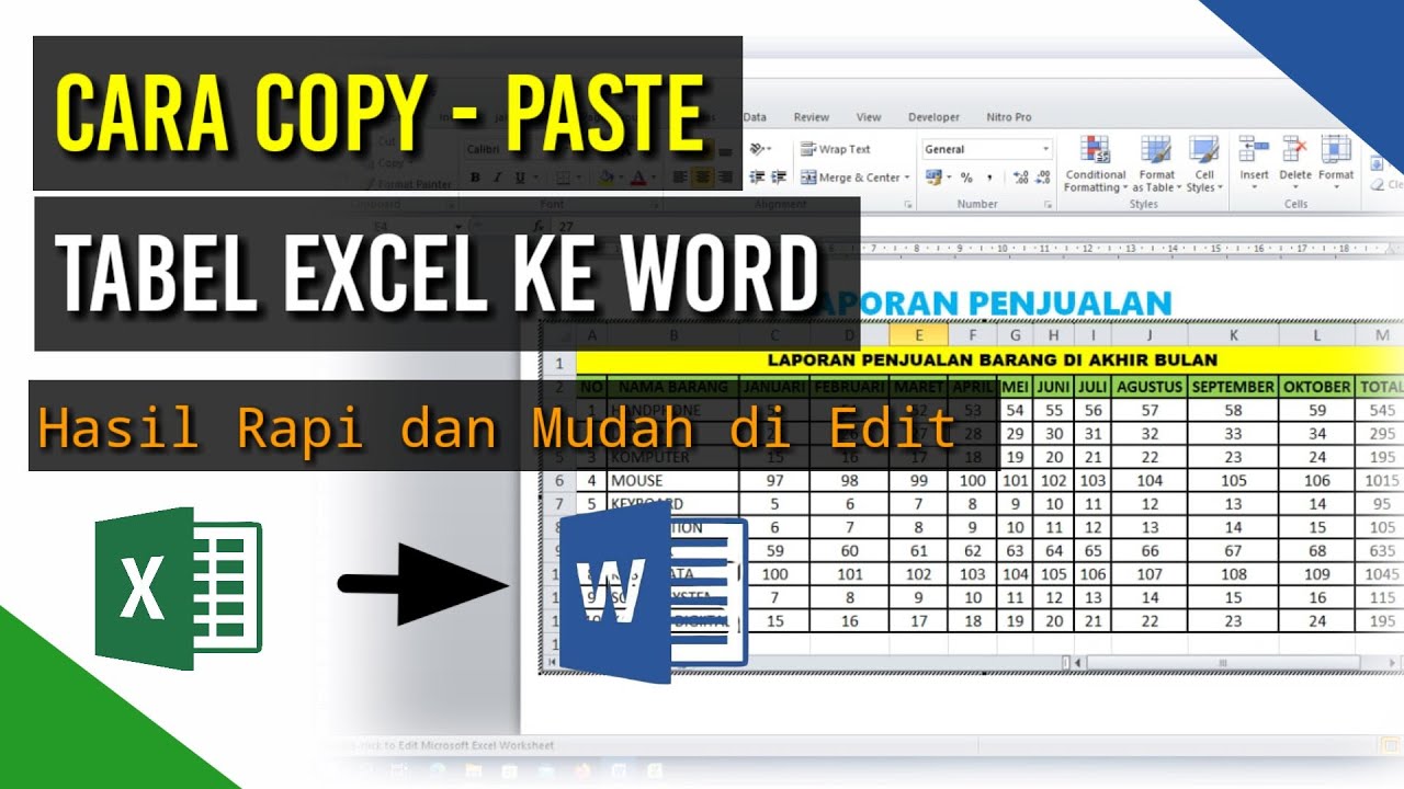 Cara Copy Tabel di Excel ke Word || Dengan Hasil Rapi - YouTube