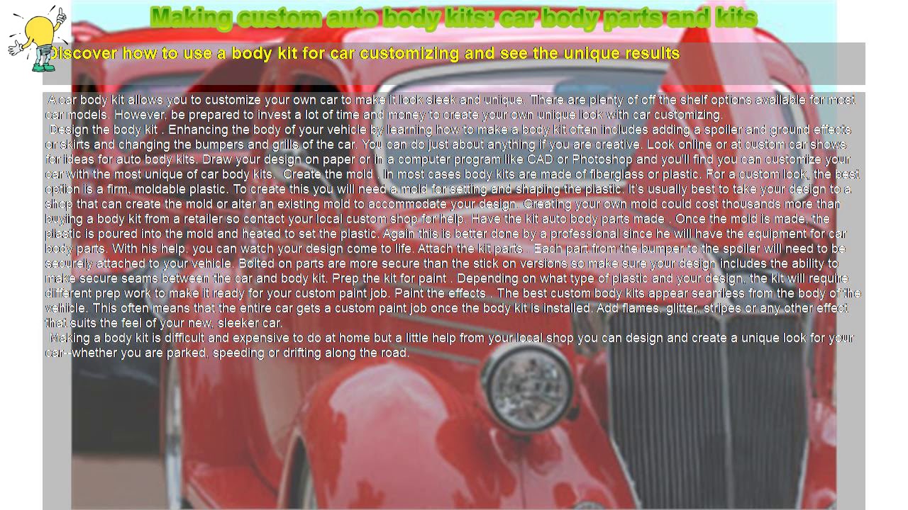 How to : Making custom auto body kits: car body parts and kits - YouTube