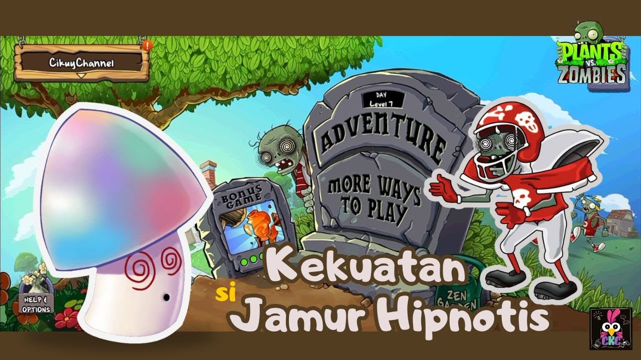 Kekuatan si Jamur Hipnotis - Plants vs Zombies 1 #4 - YouTube