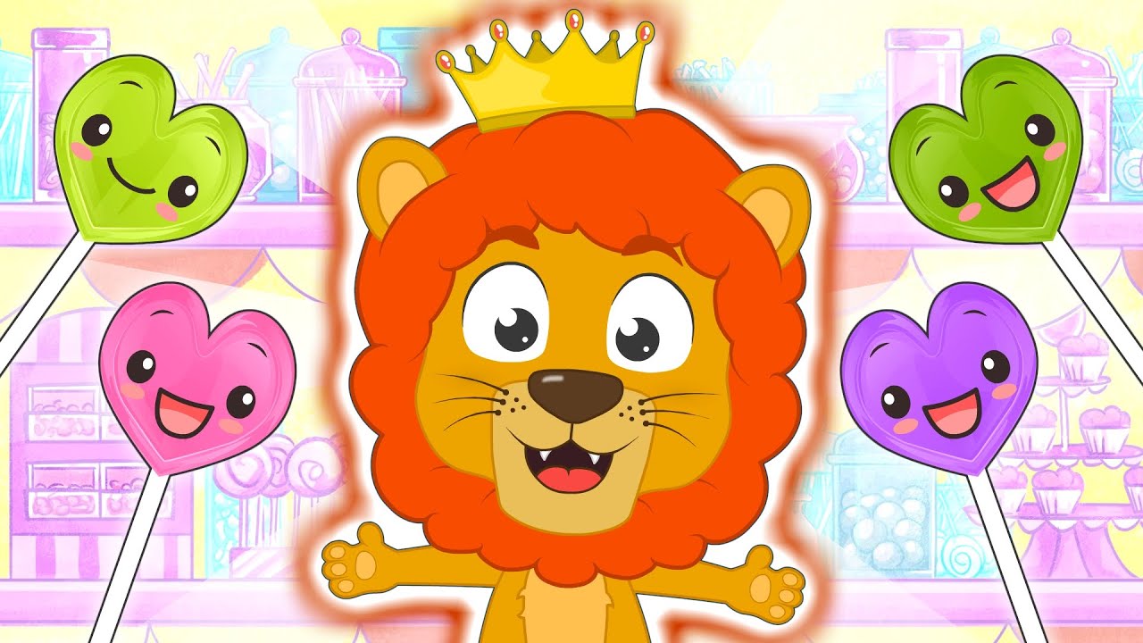 FINGER FAMILY 🍭🦁 with the Lion and the colored lollipops 🎤 Children's ...