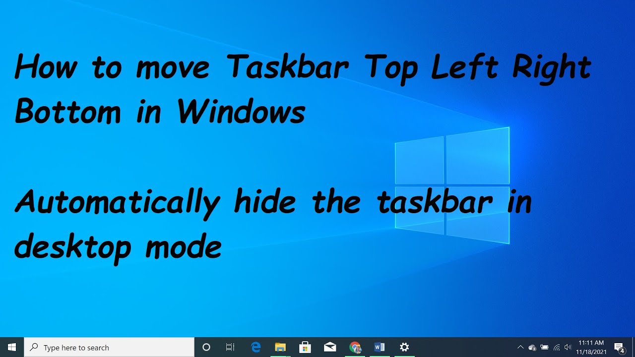 How to move Taskbar Top Left Right Bottom in Windows | Automatically ...