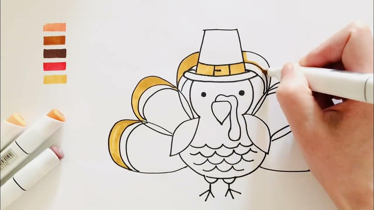 How to Draw A Cute Turkey for Thanksgiving Drawing Easy - YouTube