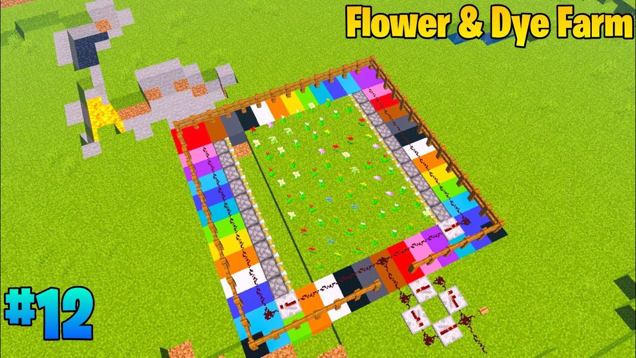 Making Easy Flower & Dye Farm in Minecraft | Minecraft Pe Survival |#12 ...