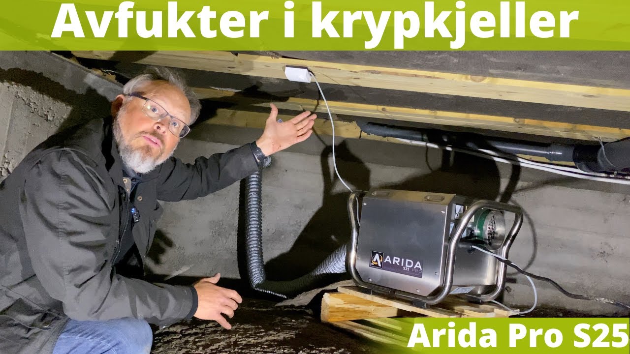 Avfukter i krypkjeller. Fuktig kjeller blir tørr kjeller med avfukter ...