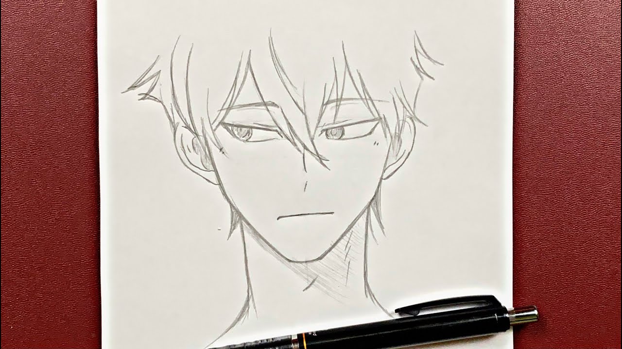 Anime guy drawing | how to draw step-by-step using just a pencil - YouTube