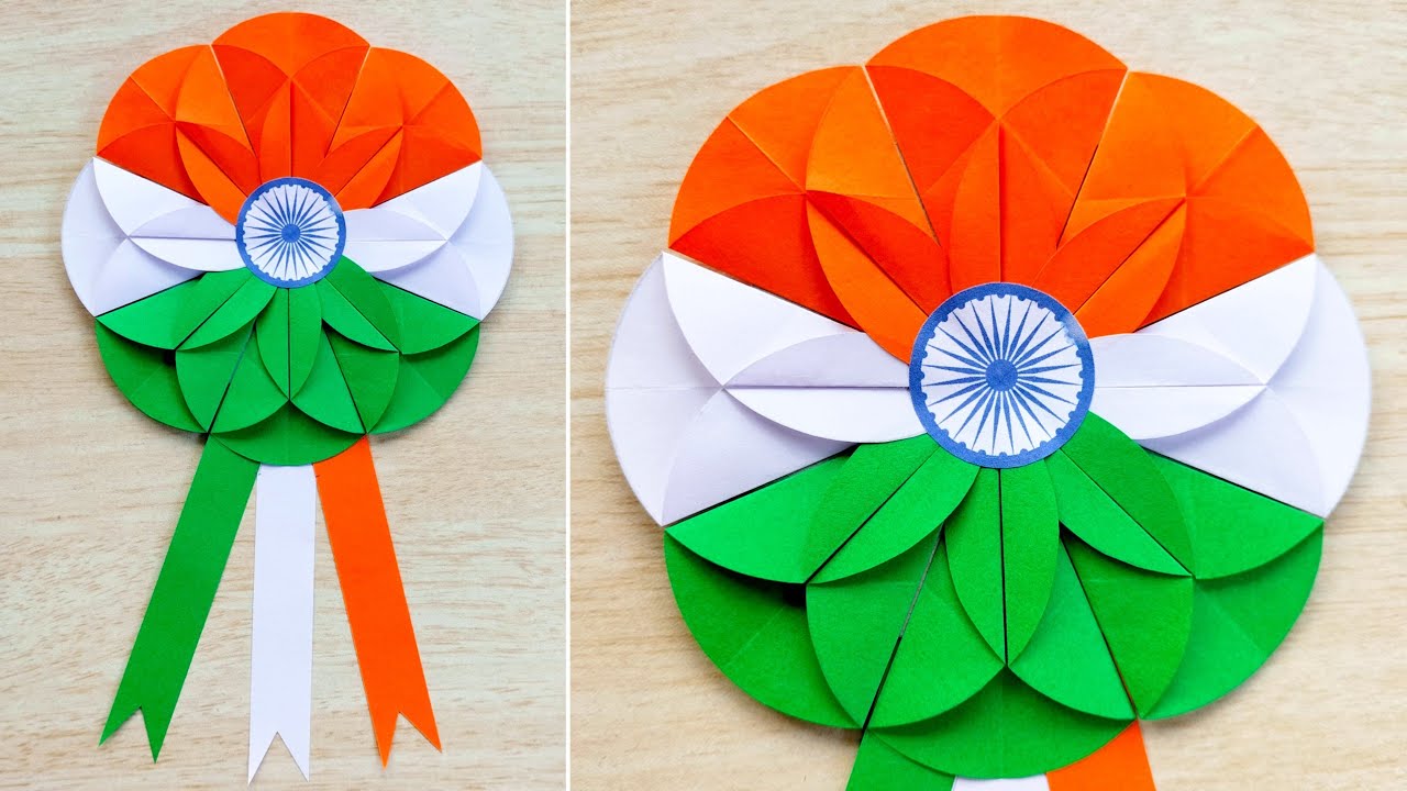 DIY - Indian Tricolor Badge // Republic day badge making ideas // 26th ...