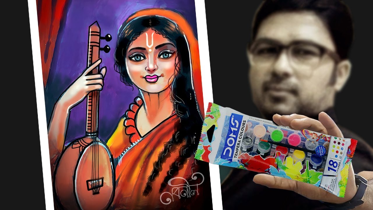 Meera Bai Drawing with Tempara Color | Meera Bai Drawing Tutorial ...
