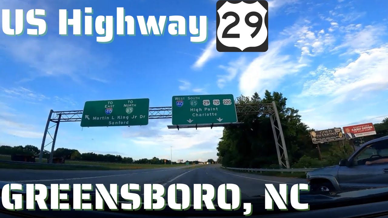 Highway US 29 Greensboro NC - Driving South to I-40 - YouTube