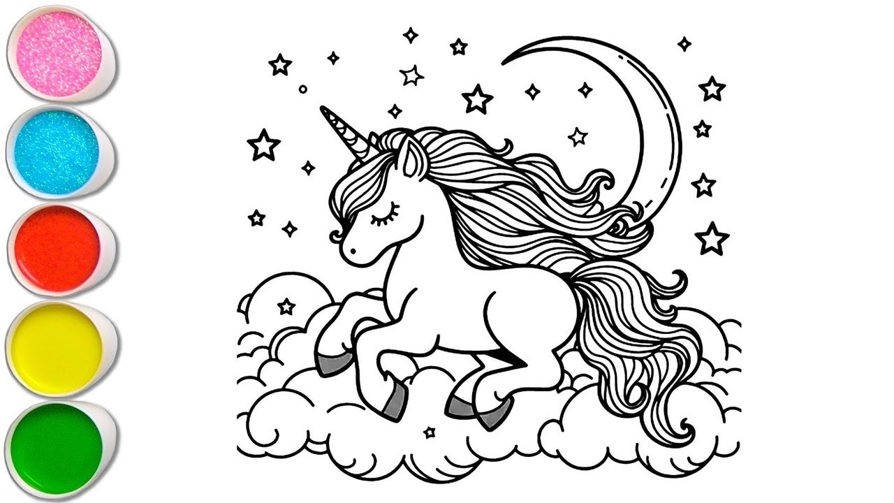 How to Draw A Cute Magical Unicorn Horse, Drawing for kids | Easy to ...