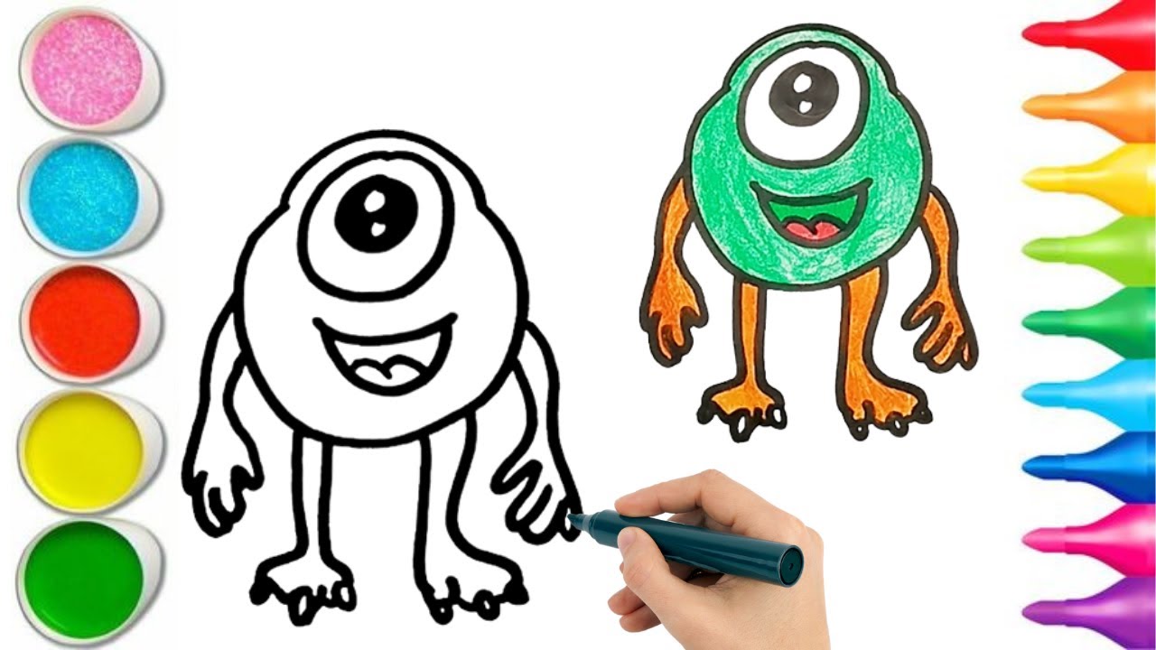 How To Draw Mike wazowski EASY step by step Drawing, Painting ...