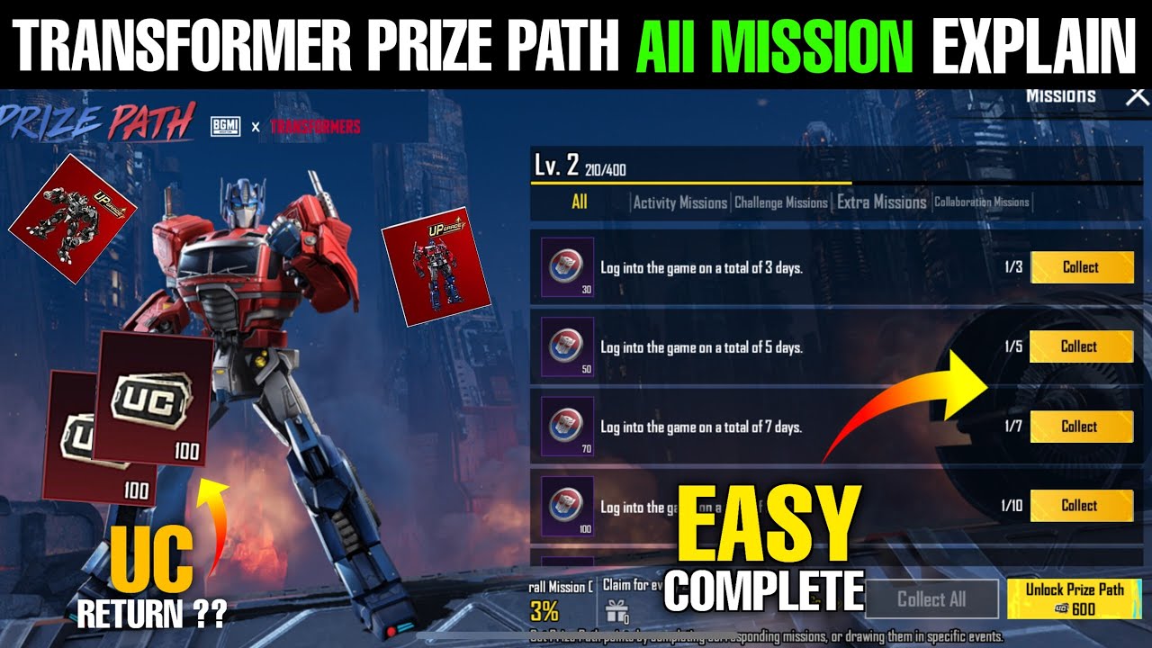 How To Complete Transformers Prize Path Mission | Bgmi Transformers ...
