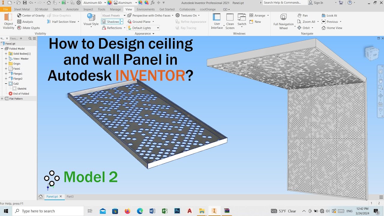 Tutorial ceiling and wall panels design in Autodesk inventor model2 ...