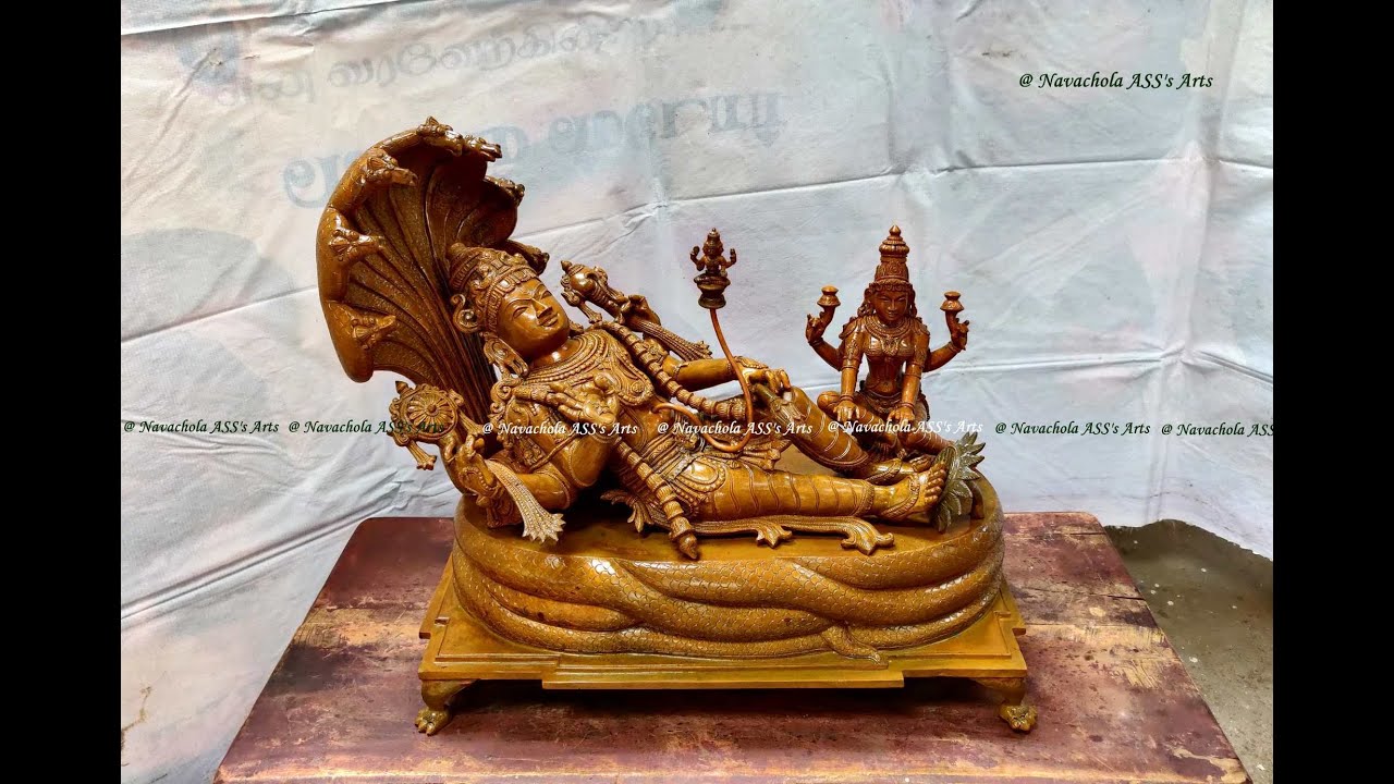 Authentic South Indian Bronze Art II Sriman Narayana In Ananthasayanam ...