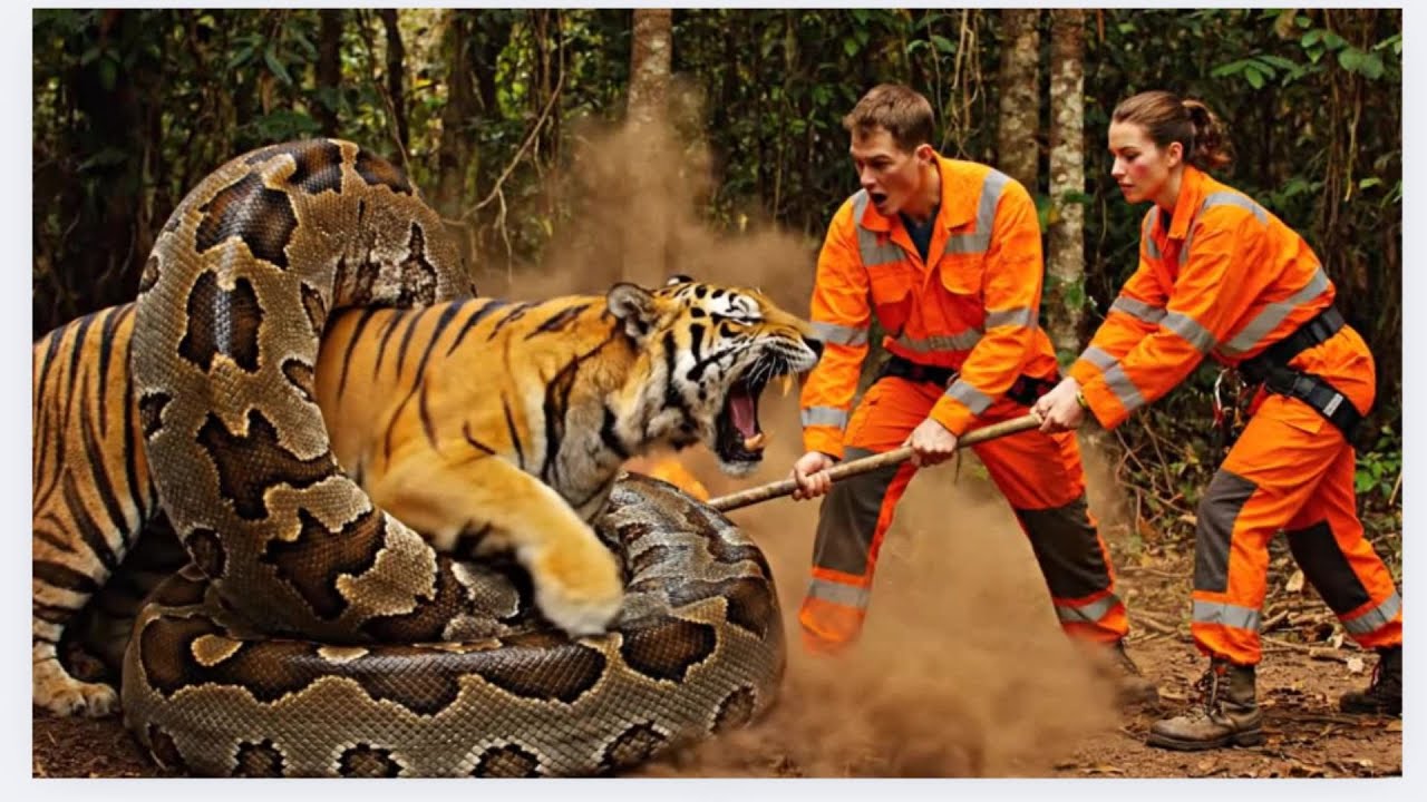Heart-Stopping Rescue: Tiger Trapped by a Giant Python in the Jungle ...