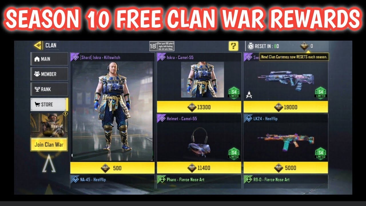 *Free* 🤯 Season 10 Clan War Rewards Codm 2022 | Codm Season 10 Clan war ...