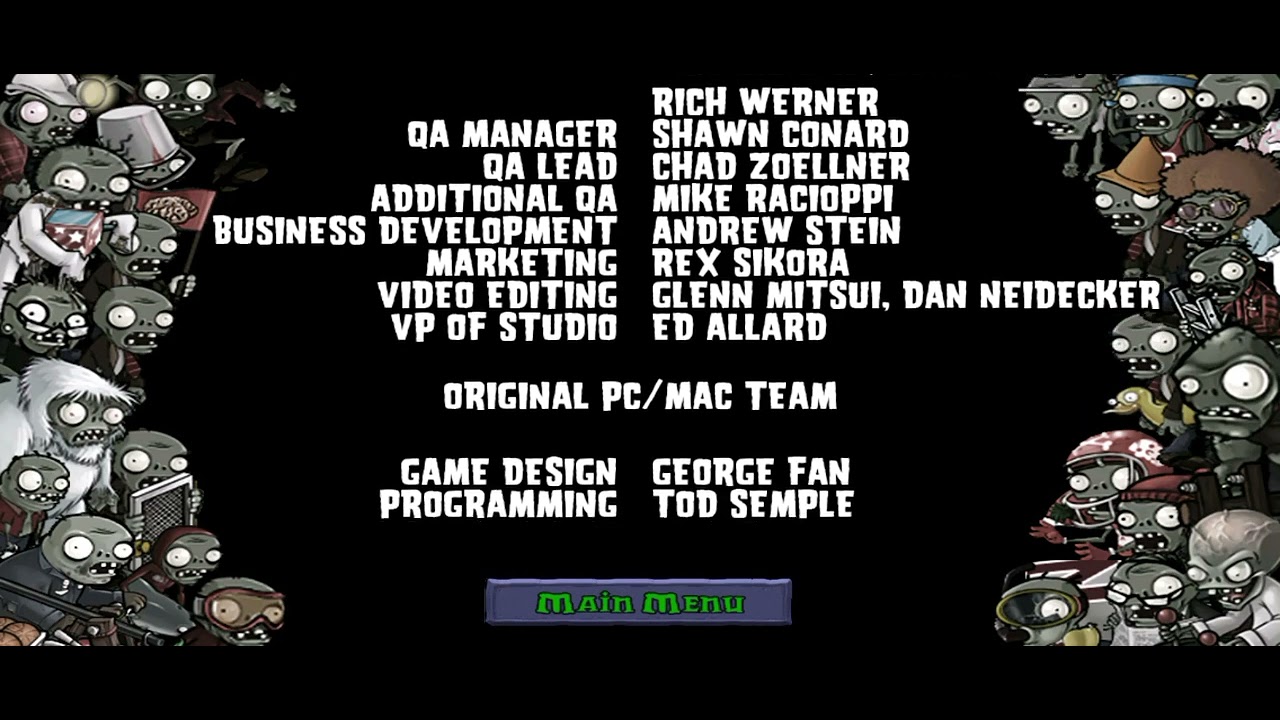 Plant vs Zombie Ending Credits - YouTube