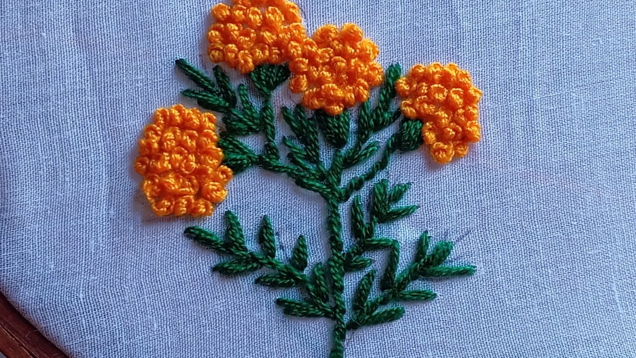 Beautiful Marigold Hand Embroidery Design - YouTube