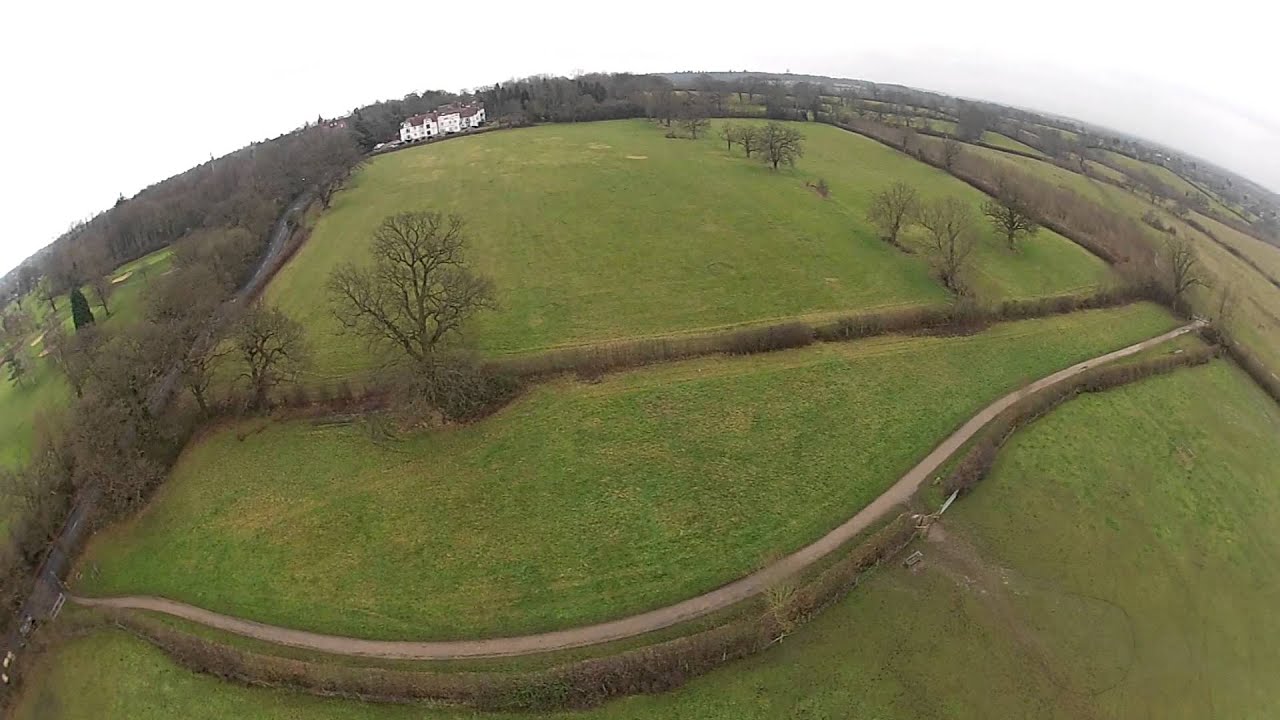 TBS Discovery Quad with GoPro Hero 2 flight to Bushey Golf Club from ...