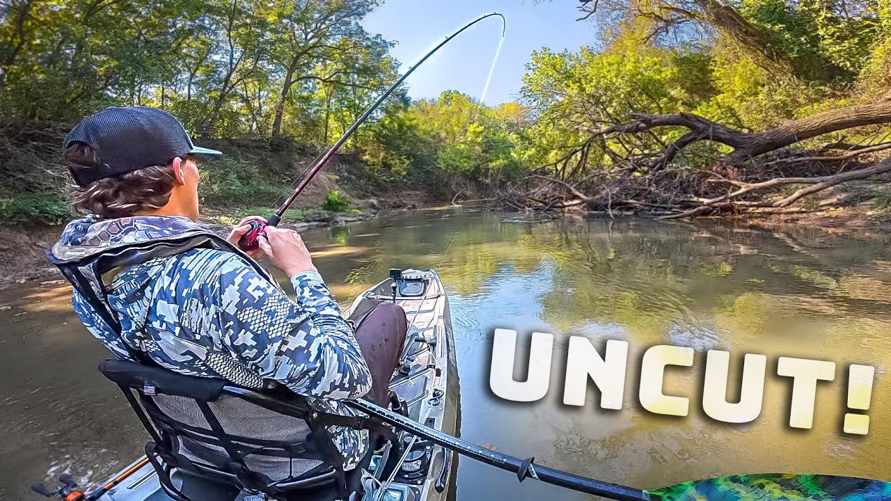 Fishing A Shallow Creek For Fall Bass! (Uncut Kayak Fishing Tips) - YouTube
