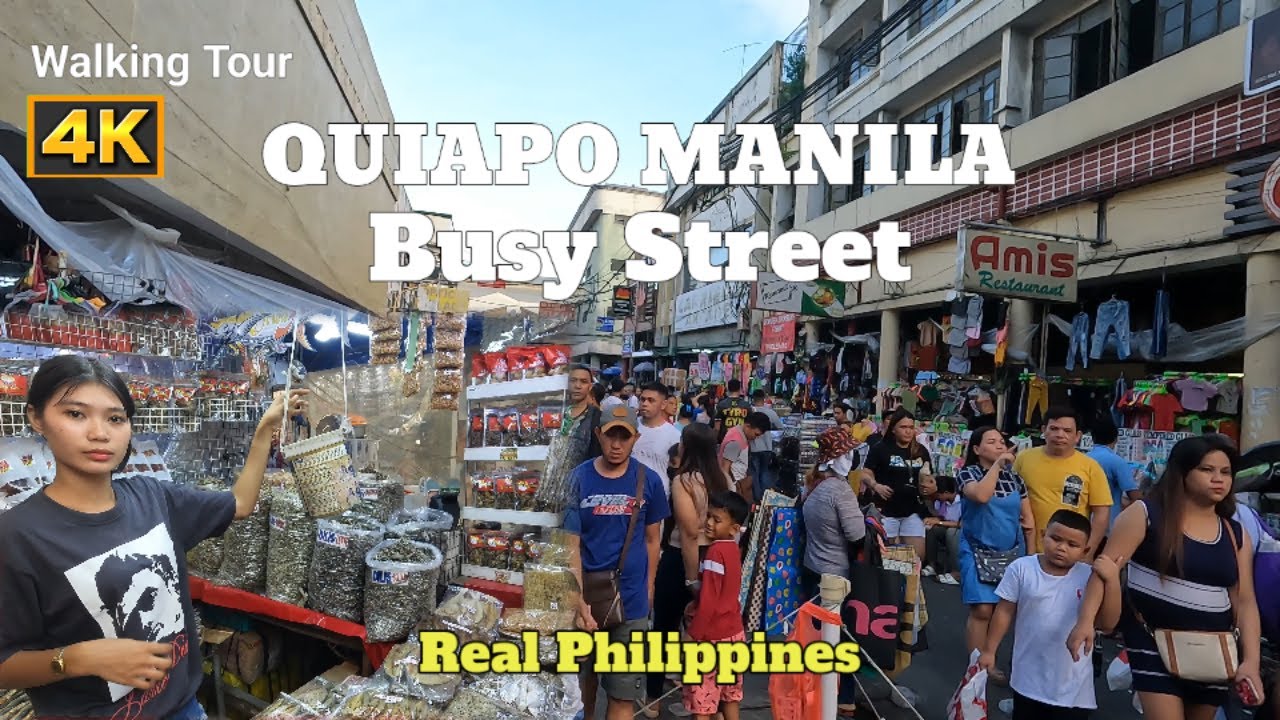 QUIAPO MANILA Walk on a very busy street + Famous Place [4K ...