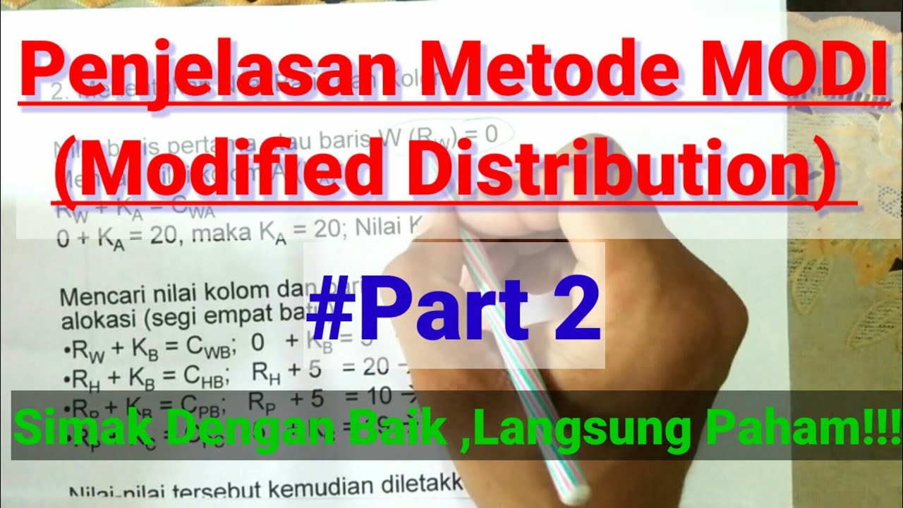 Metode MODI (Modified Distribution). #Part 2 - YouTube