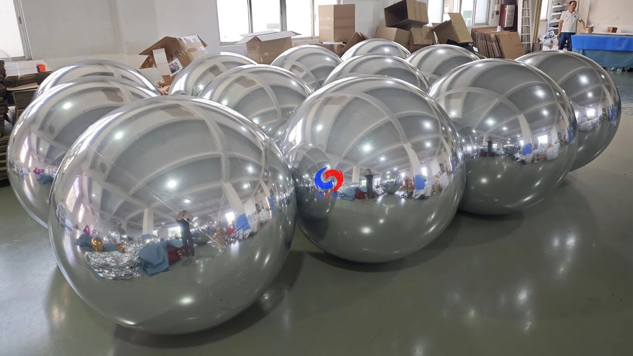 super giant silver inflatable chrome mirror balloon big shiny balls for ...